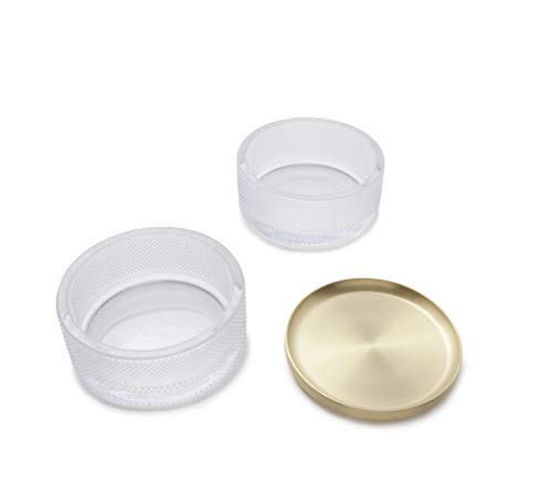 Umbra Tesora Jewelry Organizer, Two-Tier Storage Box with Removable Lid, Glass/Brass
