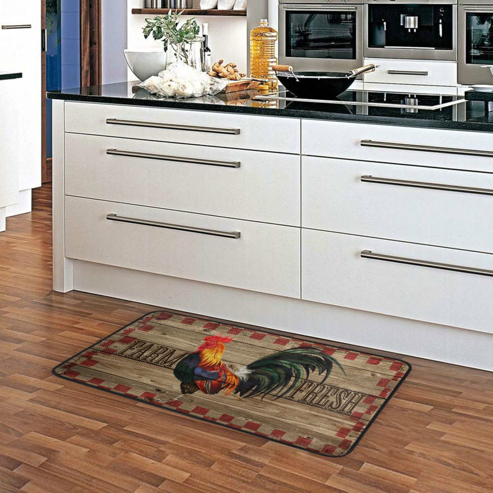 ALAZA Rooster Kitchen Floor Mat Farmhouse Kitchen Non Slip Comfort Mat 39x20 inches