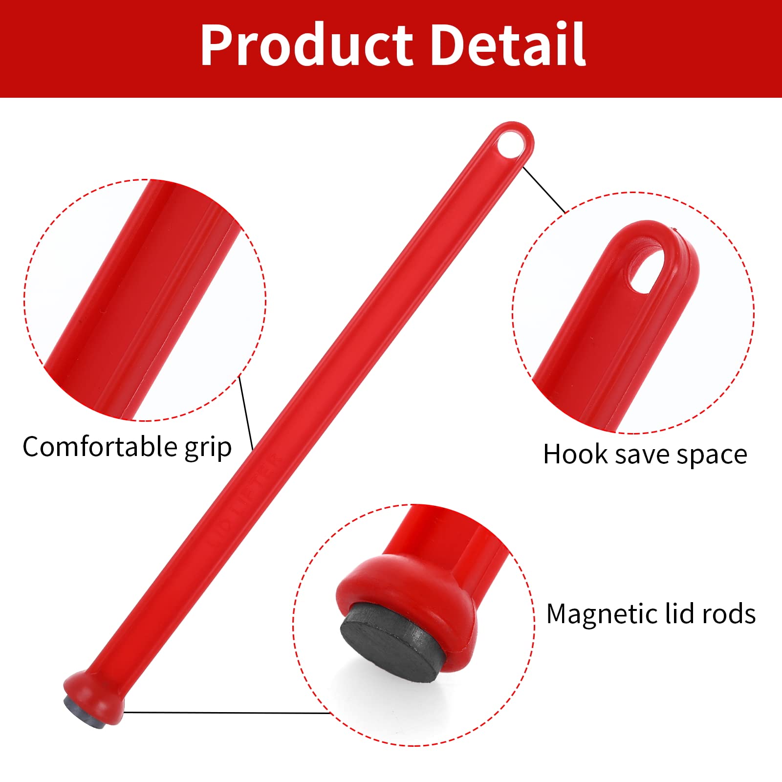 ASTER 4 Pieces Canning Kit-2 Pieces Canning Magnetic Lid Lifter Canning Lid Lifter (7 Inch) 2 Pieces Canning Bubble Popper Remover Canning Lid Magnet Tools(Red)