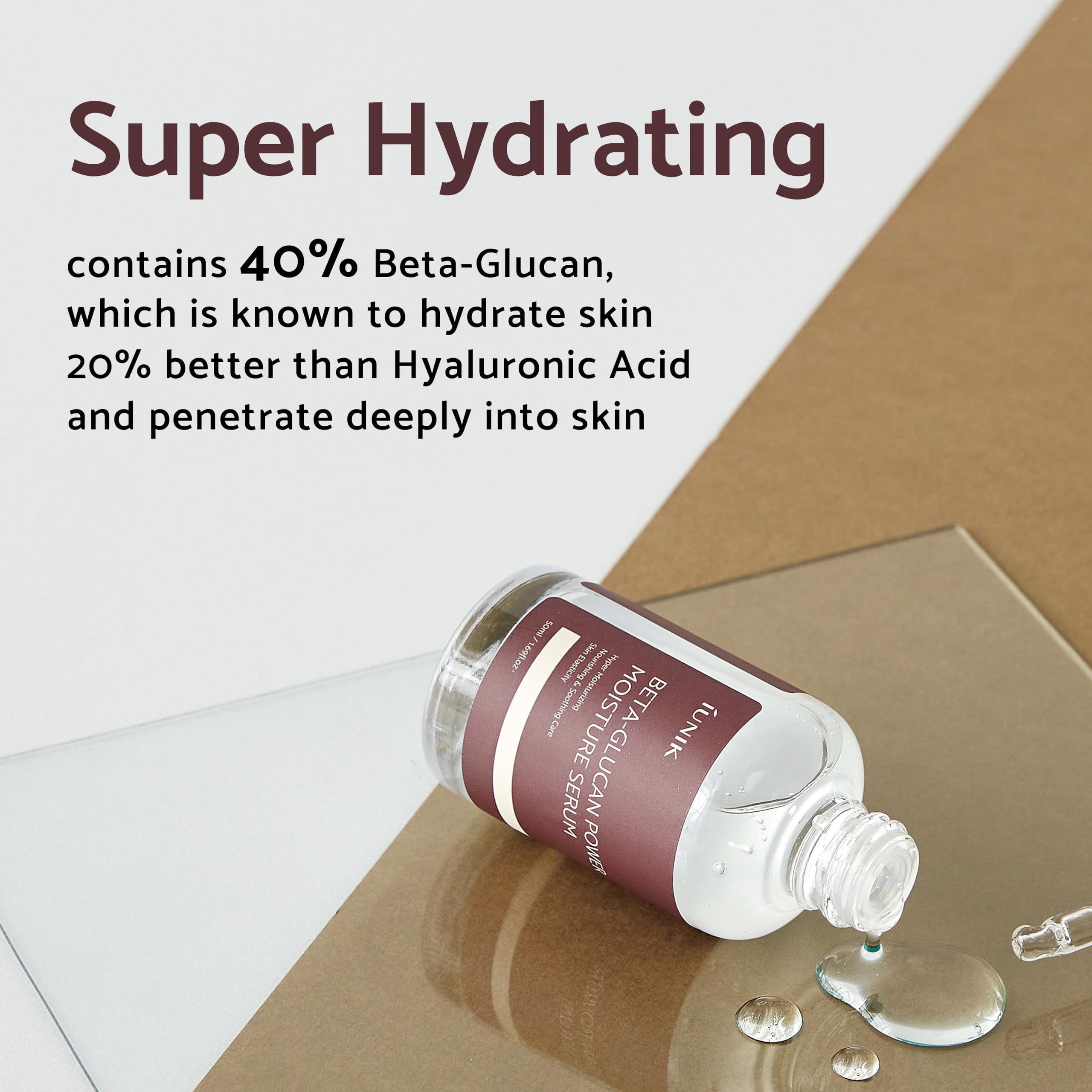 IUNIK Beta-Glucan Power Deep Moisture Vegan Serum 400,000 ppm Intense Hydration Mushroom Yeast Extracts Naturally-derived - Dry Mature Sagging Sensitive Skin Cell Regenerating Lifting Korean Skincare