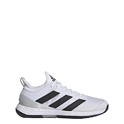 adidas Men's Adizero Ubersonic 4 Tennis Shoe, White/Core Black/Silver Metallic, 11