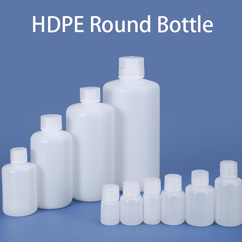 ASEVAT 500ml/16.9 oz Narrow Mouth Round Chemical Container, Plastic Leak Proof HDPE bottle, Lab Reagent Bottles, Water Sample Bottles (2 Pcs)