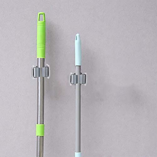 Vankcp 10Pcs Broom Mop Wall Mount Holder Gray Wall Rack Organizer Bathroom Storage Hanger with Screws for Home, Kitchen, Garden