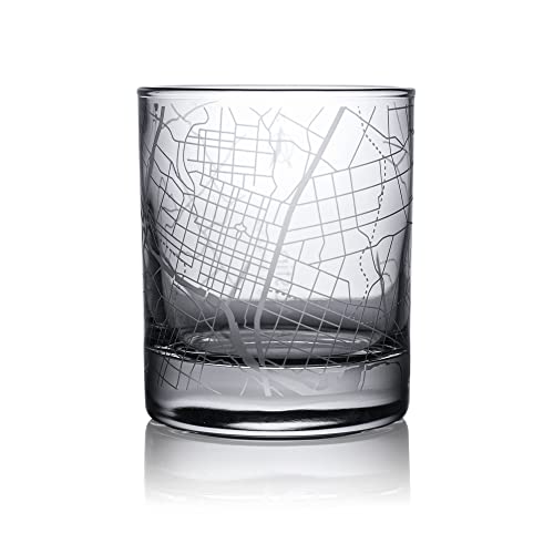 Austin City Map Whiskey Glass, Unique Gift, 10.5 oz