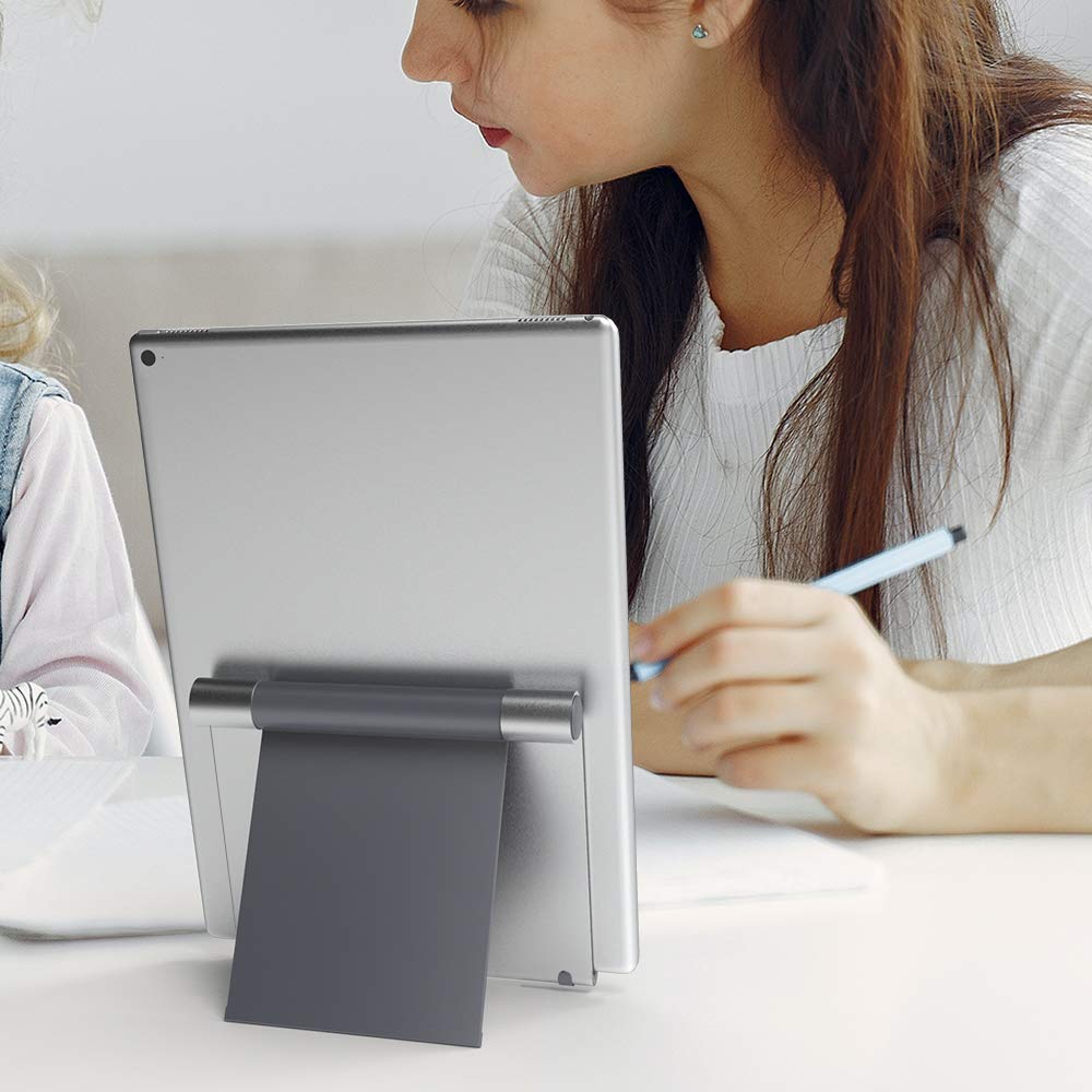 TechMatte Large iPad Stand Adjustable Foldable Aluminum Stand for iPad, iPad Pro 12.9, iPad Pro 11, iPad Air, iPad Mini, iPhone 11 Pro Max XS XR, E-Readers