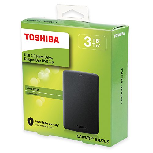 Toshiba Canvio Basics 3TB Portable External Hard Drive USB 3.0, Black - HDTB330XK3CB