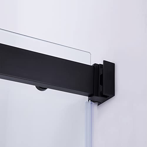Vinnova 64" W x 76" H Double Sliding Frameless Shower Door Matt Black Finish