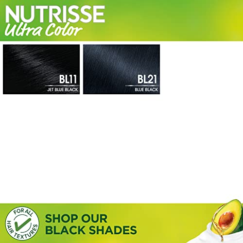 Garnier Hair Color Nutrisse Ultra Color Nourishing Creme, BL11 Jet Blue Black (Black Currant) Permanent Hair Dye, 1 Count (Packaging May Vary)