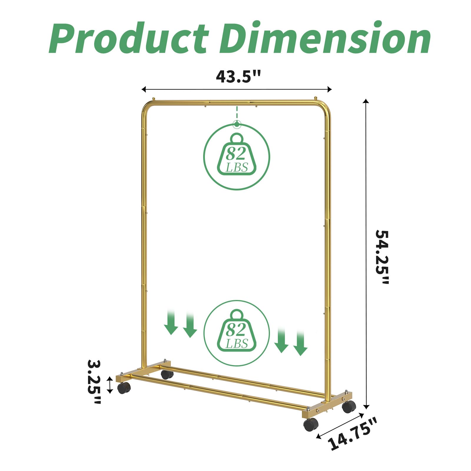 Simple Trending Standard Clothes Clothing Garment Rack with Storage Shelves, Rolling Clothes Organizer on Wheels for Hanging Clothes, Golden Yellow
