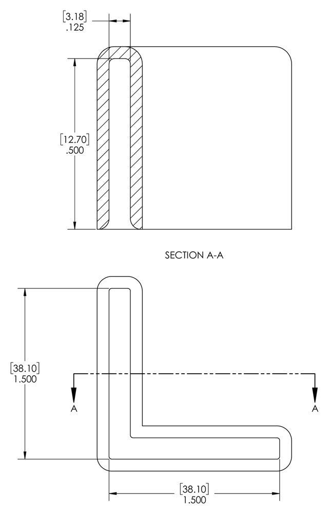 Caplugs 99190639 Plastic Angle Cap to Cover Metal 90 Degree Angle Frame Corners. VAC-1500X1500-8, Vinyl, Angle Frame Size 1.500" Metal Thickness .125" Height .500", Black (Pack of 180)