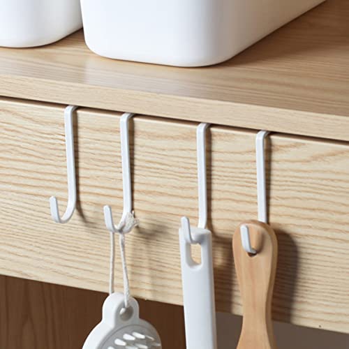 Cabilock Towel Hooks 2pcs Board Robe Punch Clothes Bag Traceless Hanger Storage Hook Japanese Useful Hooks Iron Over Towels Cupboard Towel Free Clo for Organizer Ironing Sturdy White Door Towel Hook