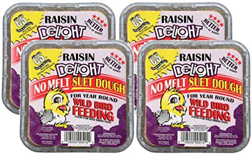 C & S 4 Pack of Raisin Delight Suet for Wild Birds, 11.75-Ounces Each4