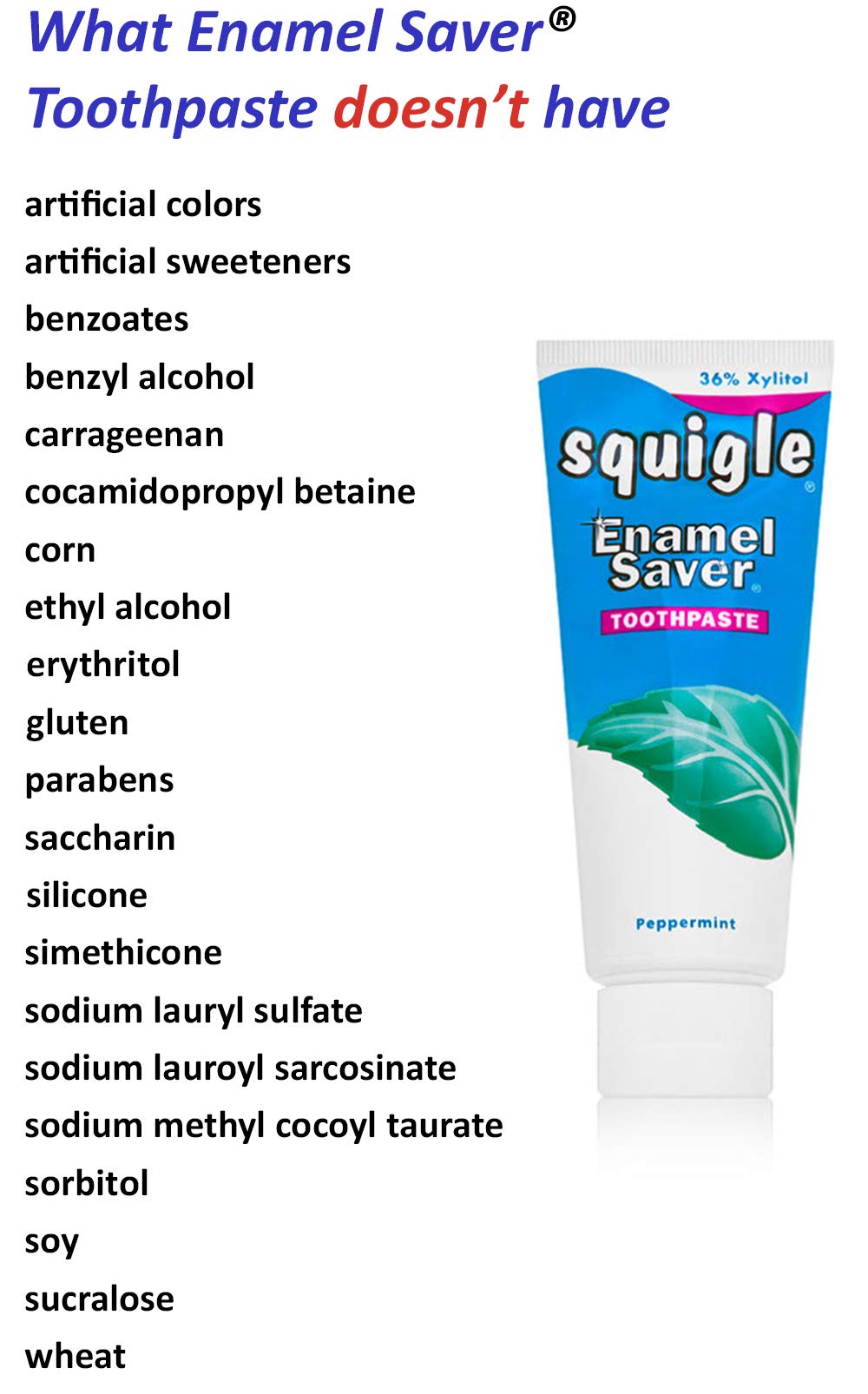 Squigle Enamel Saver Toothpaste (Canker Sore Prevention & Treatment) Prevents Cavities, Perioral Dermatitis, Bad Breath, Chapped Lips - 12 Pack