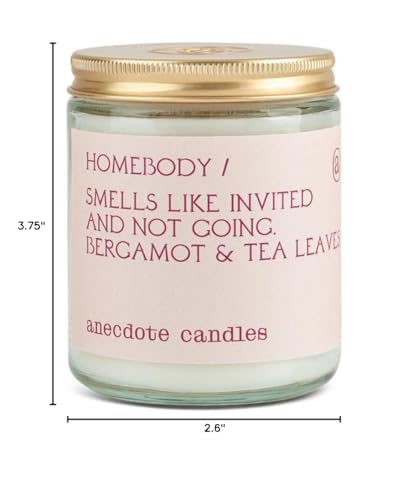 Anecdote Candles ‘Homebody' Coconut Soy Wax Candle Jar | Premium Hand Poured & Long Burning | Bergamot & Tea Leaves Scent | Phthalate-Free | for Home, Office, Gift - 7.8 Oz