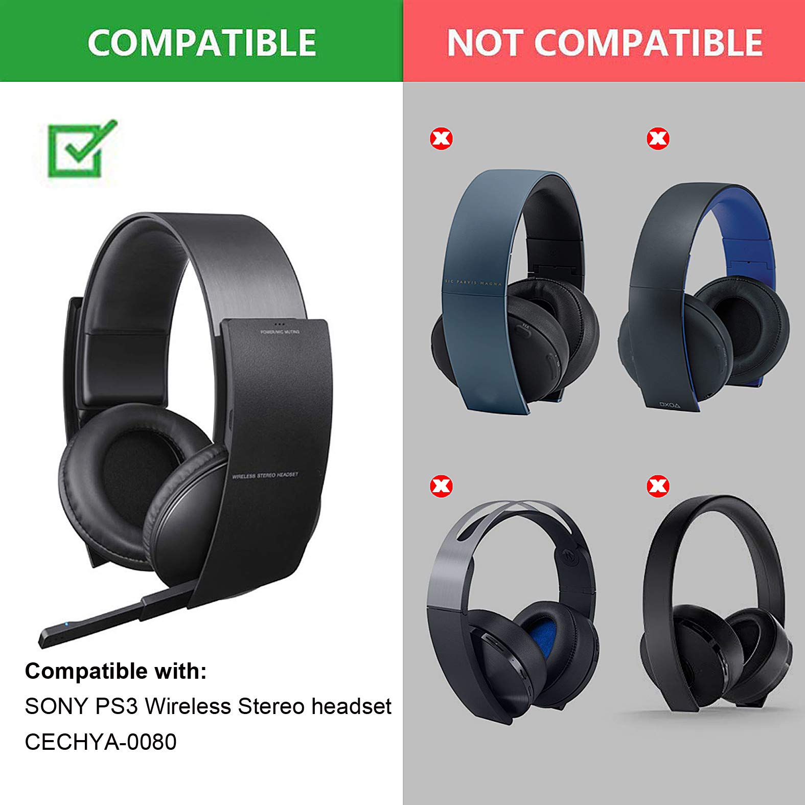 Defean Replacement Headband Cushion Compatible with Sony PS3 PS4 Wireless Stereo Headset CECHYA-0080 Headphones