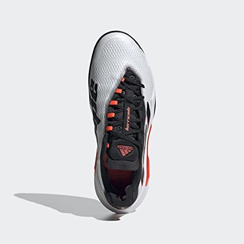 adidas Men's Barricade Tennis Shoe, White/Core Black/Solar Red, 9