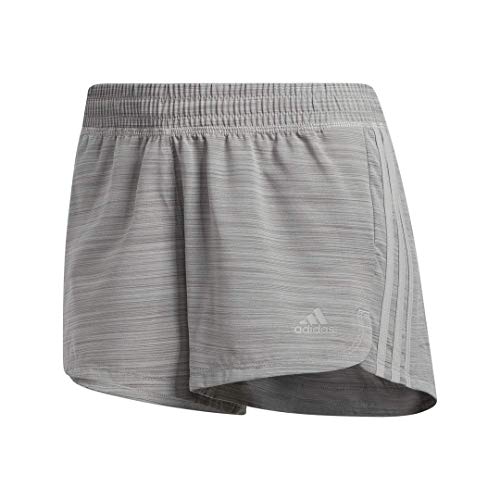 adidas Women's Pacer 3-Stripes Woven Short Medium Gray Heather/Black Medium