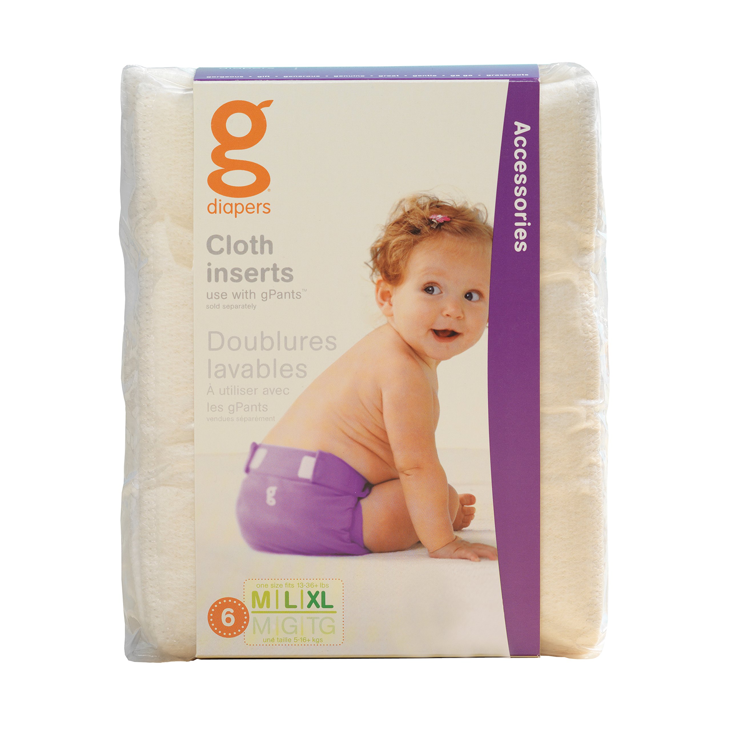 gDiapers Cloth Inserts, Size Medium/Large/X-Large (6 Count)