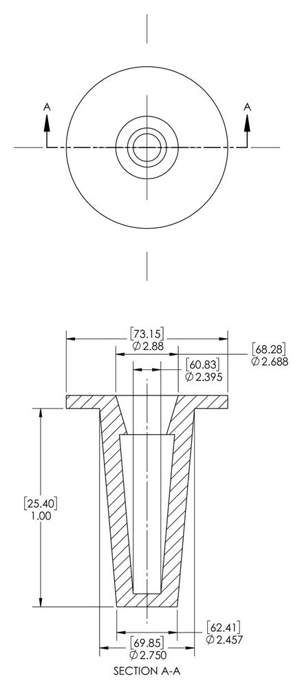 Caplugs 99394327 Plastic Tapered Cap and Plug. T-43A, PE-LD, Cap OD 2.395" Plug ID 2.75", Red (Pack of 20)