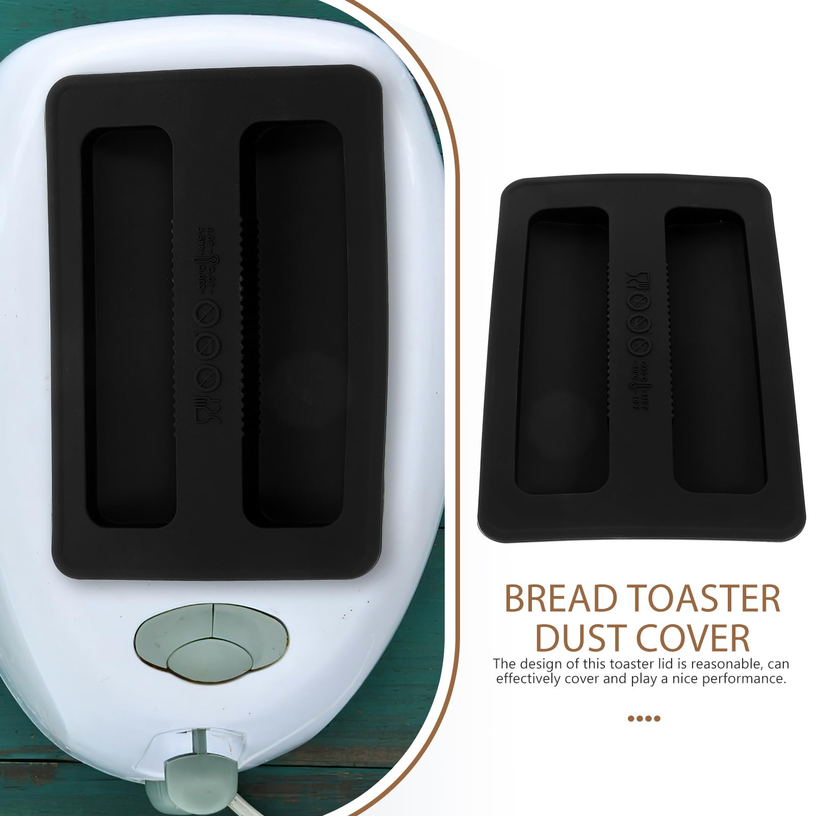 Silicone Toaster Dust Cover 2 Slice Toaster Lid Electric Bread Maker Upper Cover Toaster Machine Top Cover for Bread Machine Part Accessories (Black)