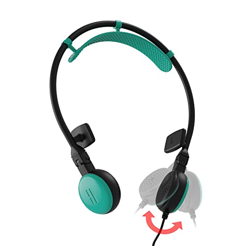 Bengdii Bee Off Ear Headphones, Max Comfort Ear Speakers, Noncontact Earpieces, Lightweight Open Ear Headsets, Microphone, 3.5mm Jack for School/Teens/Kids/Phone/Tablet/Laptop, Korean Made, Mint