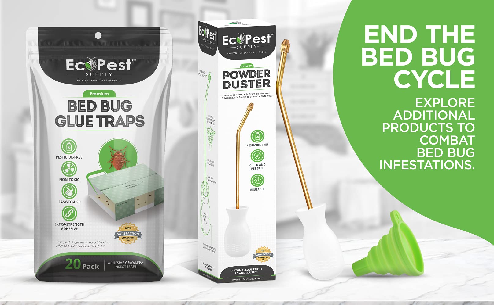 Bed Bug Interceptors β 8 Pack | Bed Bug Blocker (XL) Interceptor Traps | Extra Large Insect Trap, Monitor, and Detector for Bed Legs (White)