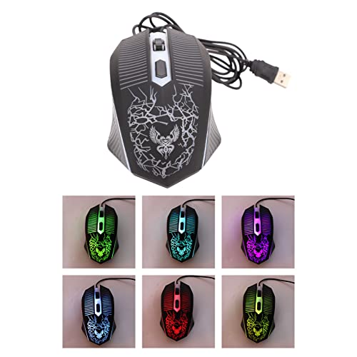 Asixxsix Gaming Keyboard and Mouse Combo, 104 Keys Compact RGB Rainbow Keyboard Mouse Set Ergonomically Mechanical USB Wired Lightweight Gaming Keyboard Mouse Set for PC Computer Laptop (Black)