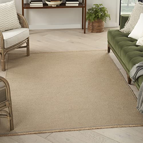 Nourison Washable Jute Solid Natural 7'10" x 9'10" Area -Rug, Easy -Cleaning, Non Shedding, Bed Room, Living Room, Dining Room, Kitchen (8x10)