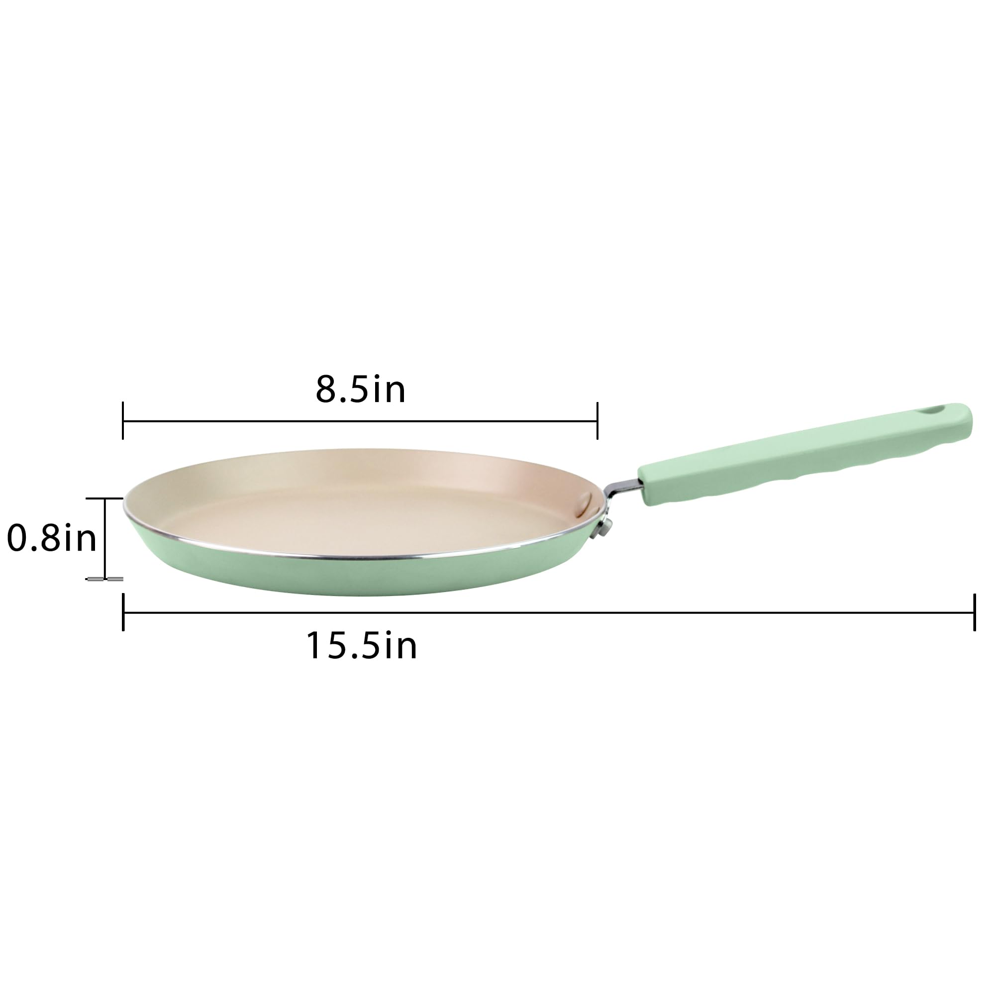 LECOOKING Crepe Pan, Dosa Pan, 8.7 inch Nonstick Crepe Pan, Dosa Tawa Tortilla Pan, Induction Compatible (Green)