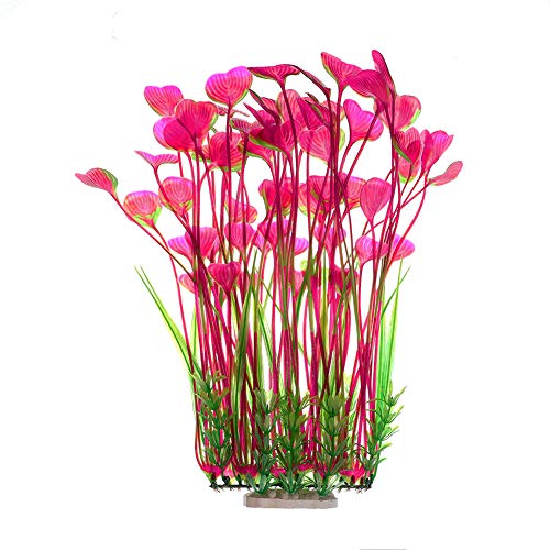 QUMY Large Aquarium Plants Artificial Plastic Fish Tank Plants Decoration Ornament for All Fish (A-Red)