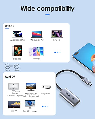 LENTION 4K@60Hz USB C to Mini DisplayPort Adapter,USB C Compatible 2023-2016 MacBook Pro,New iPad/Surface/Mac Air,Mini DP Connect Aging Apple Cinema Display,iMac, and More(CU609)