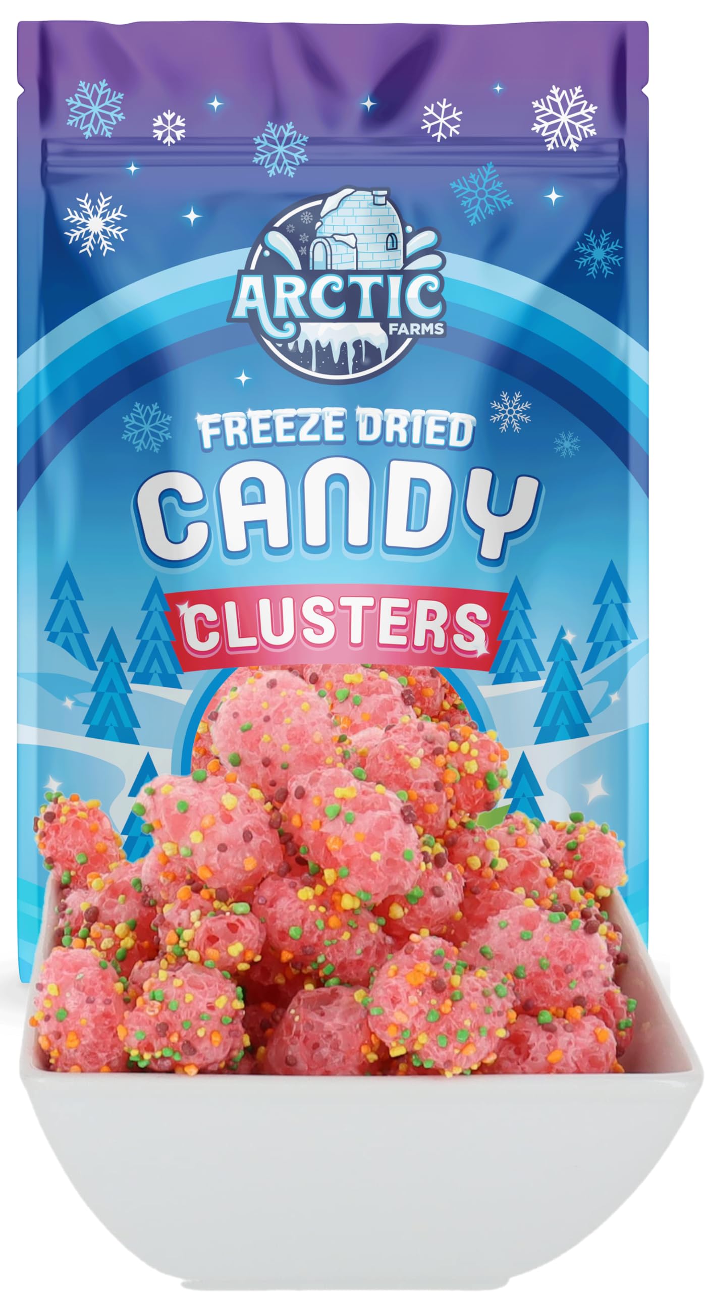 Arctic Farms Freeze Dried Candy Gummy Clusters Candies 2oz Bagged and Boxed (Rainbow)