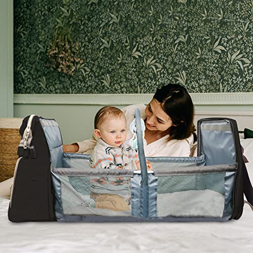Fandiar Diaper Bag with Changing Station, Diaper Bags for Baby Girl Boy Multi-Function Travel Portable Bassinet Backpack Mommy Bag, Large Capacity, Water Resistant and Stylish