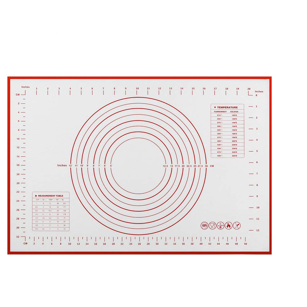 Asenky Food Grade Nonstick Silicone Pastry Bakers Mat,24”x16" Large Dough Rolling Mat with Measurements for Kneading Pie Crust Bread Cookies,Oven Liner