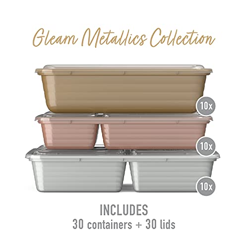 Bentgo® Prep 60-Piece Meal Prep Kit - 1, 2, & 3-Compartment Containers with Custom Fit Lids - Microwaveable, Durable, Reusable, BPA-Free, Freezer & Dishwasher Safe Storage Containers (Gleam Metallics)