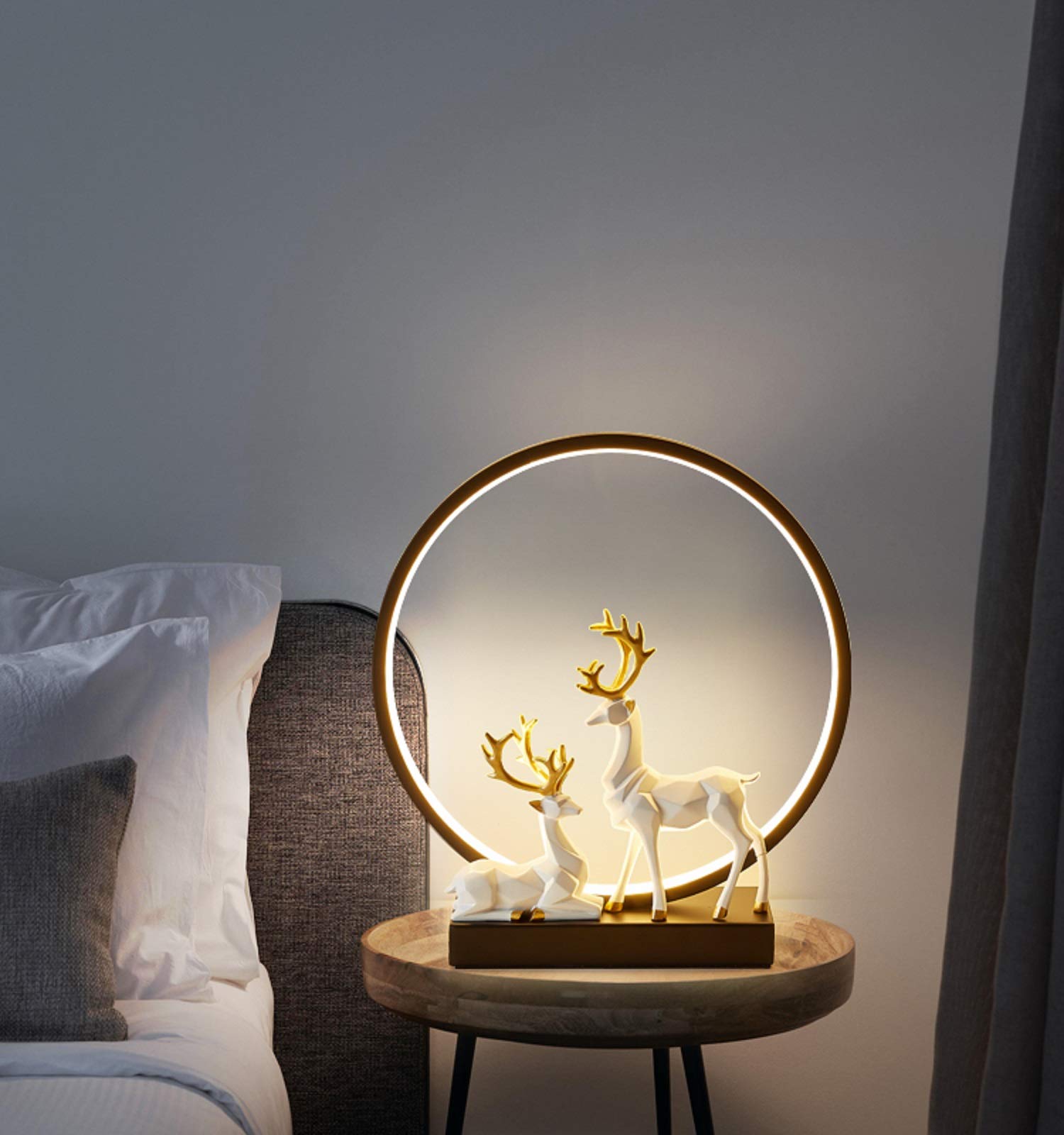 Darklove 2pcs Elk Resin Home Decor Lucky Deer Statue Luxury Style Creative Craft Reindeer Figurines for Living Room, Bedroom, Office Desktop (White)