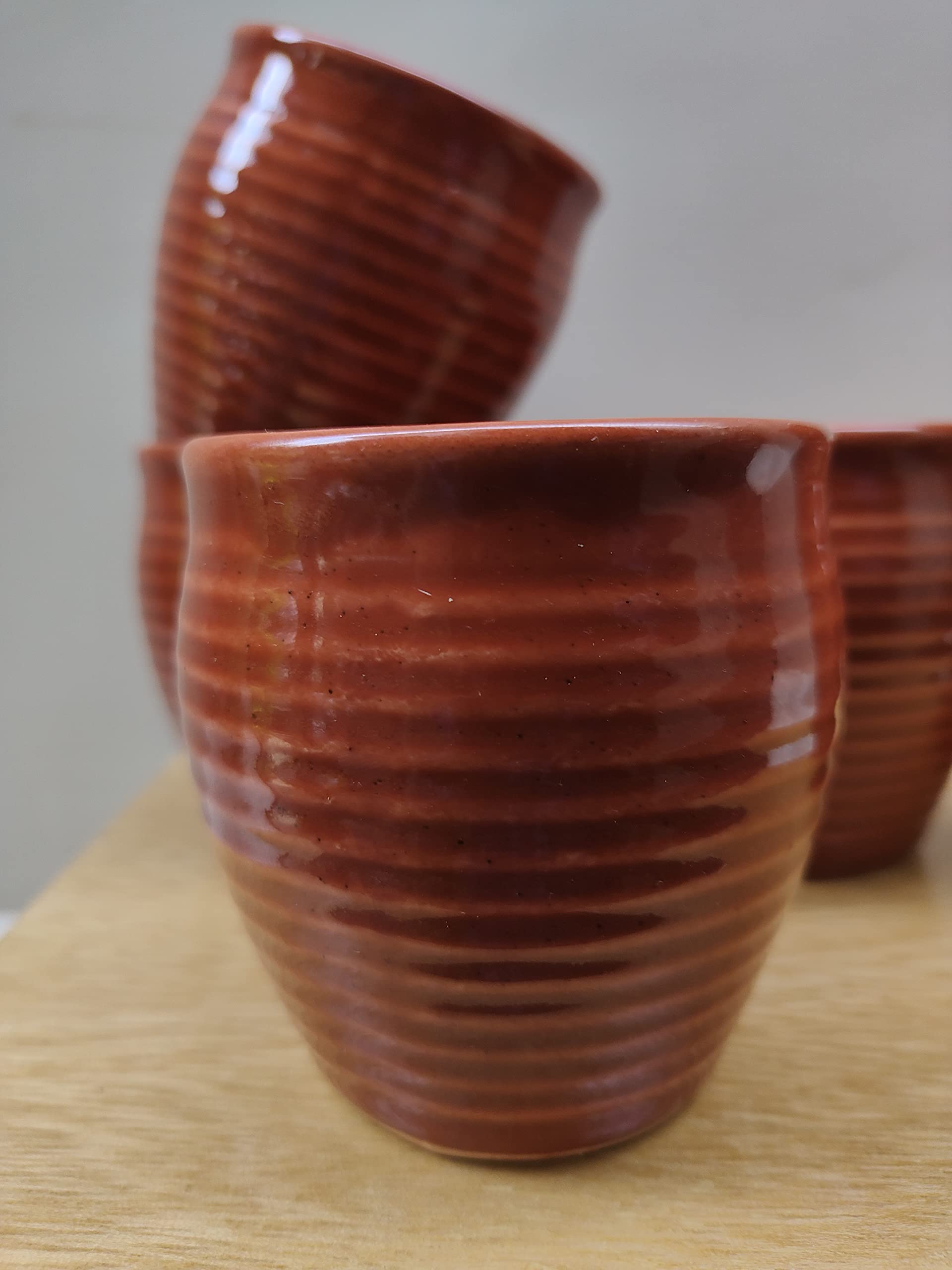AnNafi® Indian Kulhad Cups Traditional Handmade Chai/Tea/Coffee Cup Ceramic Earthen Kulhar Mexican Red Clay Authentic Cantarito De Barro Fiesta Jarritos Mexicanos for Hot & Cold Beverages Set Of 6