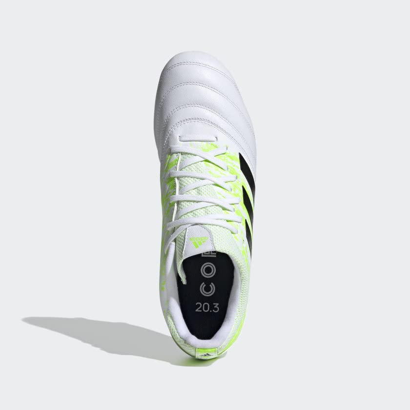 adidas Men's Copa 20.3 Firm Ground Soccer Shoe, White/Black/Signal Green, 9 M US