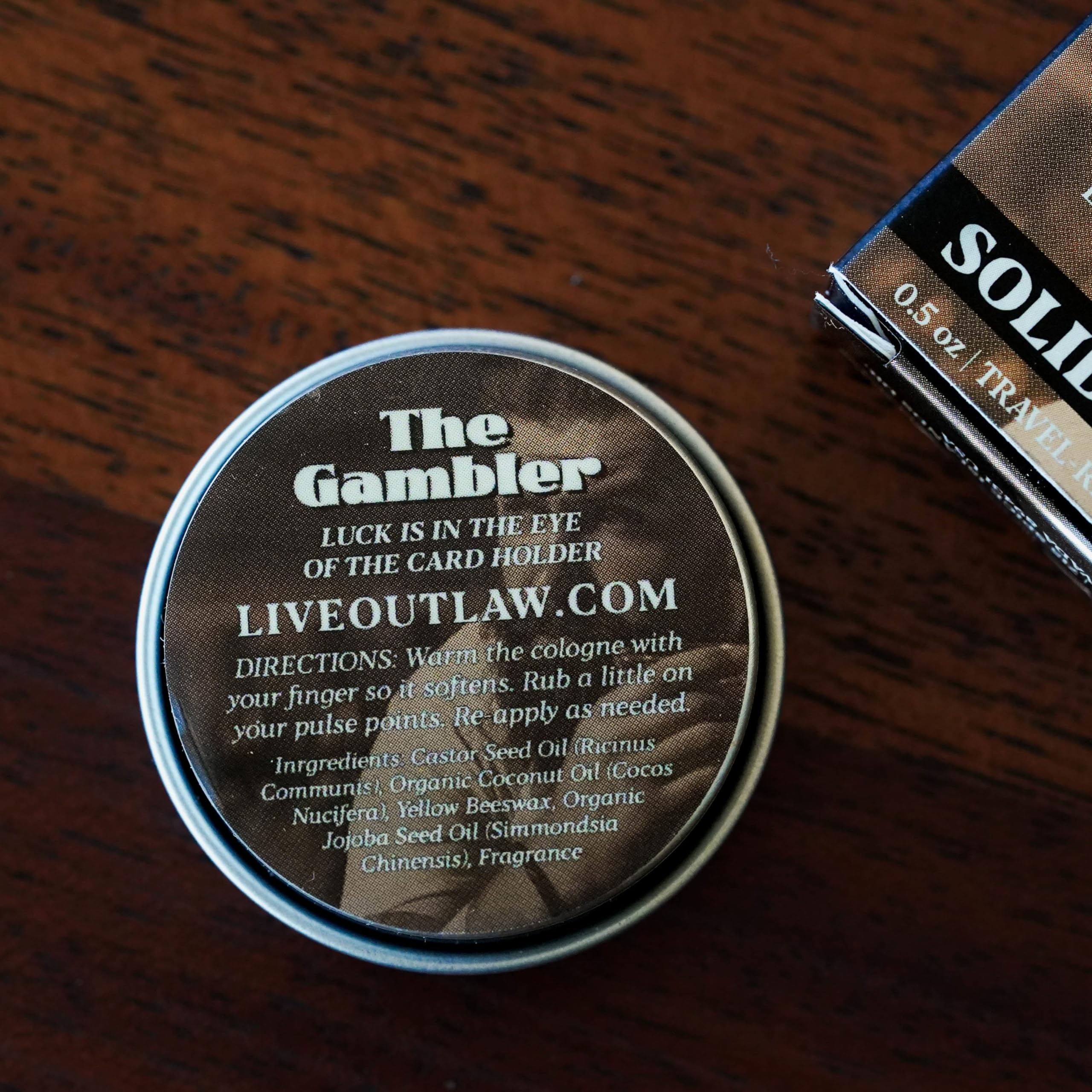The Gambler Bourbon-Inspired Solid Cologne - Whiskey, Old-fashioned Tobacco, and a Hint of Leather in a Pocket-Sized Tin - Men’s or Women’s Cologne - Outlaw