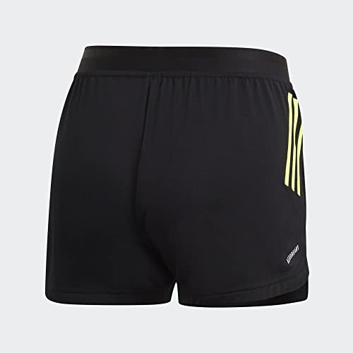 adidas Women's Design 2 Move 3-Stripes Knitted Shorts, Black/Signal Green,XL