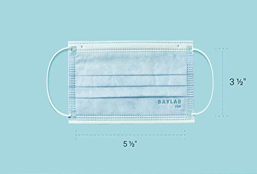BAYLAB USA ASTM Level 3 Kid Size Disposable 3-Layer Face Masks, Bay Blue, Pack of 50