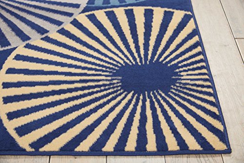 Nourison Grafix Contemporary Navy 5'3" x 7'3" Area -Rug, Easy -Cleaning, Non Shedding, Bed Room, Living Room, Dining Room, Kitchen (5x7)