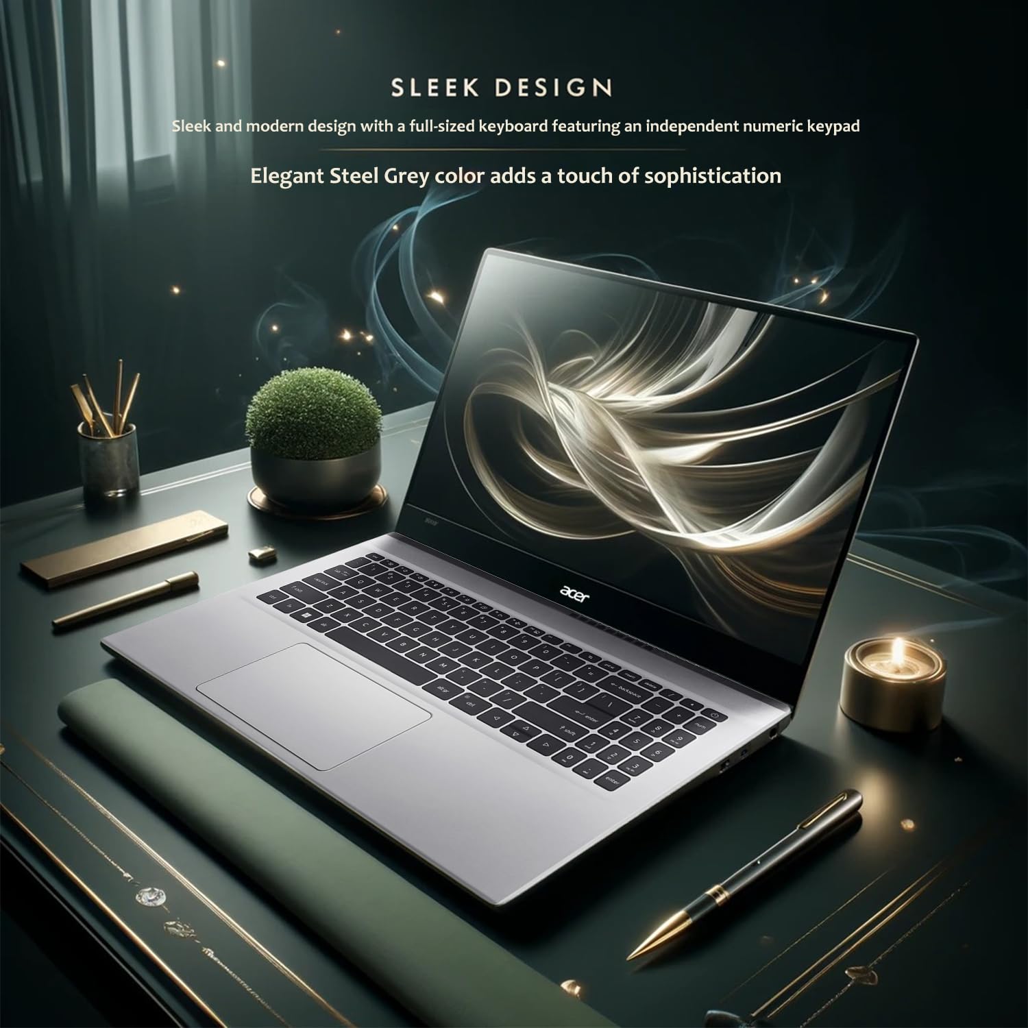 acer 2022 Aspire Thin and Light Laptop, 15.6" FHD Display, Intel Celeron Dual-Core N4500 Processor, 8GB RAM, 256GB SSD, Webcam, WiFi, HDMI, Bluetooth, Windows 11, Pure Silver + One Year Office365