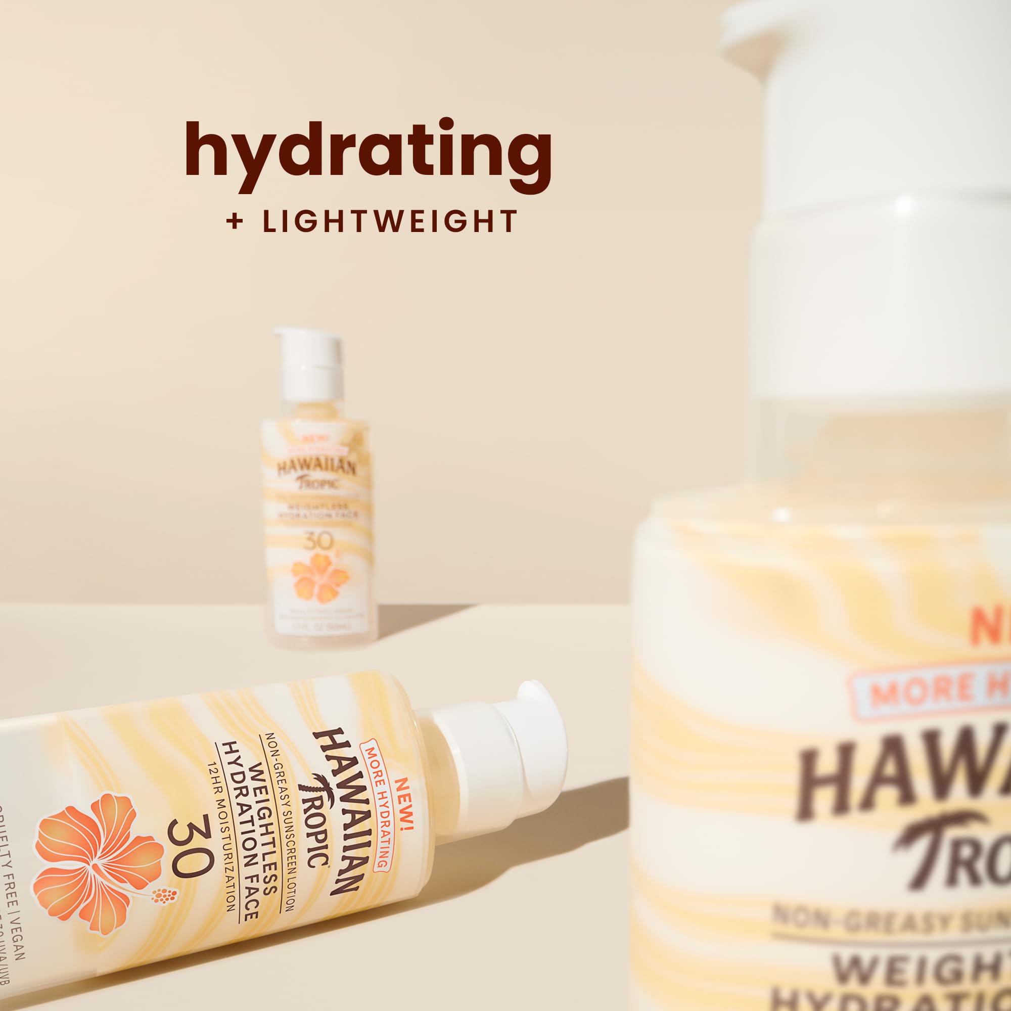 Hawaiian Tropic Weightless Hydration Lotion Sunscreen for Face SPF 30, 1.7oz | Winter Vacation Essentials, Winter Sports Skin Sun Protection, Sunblock, Sunscreen Travel Size, 1.7oz