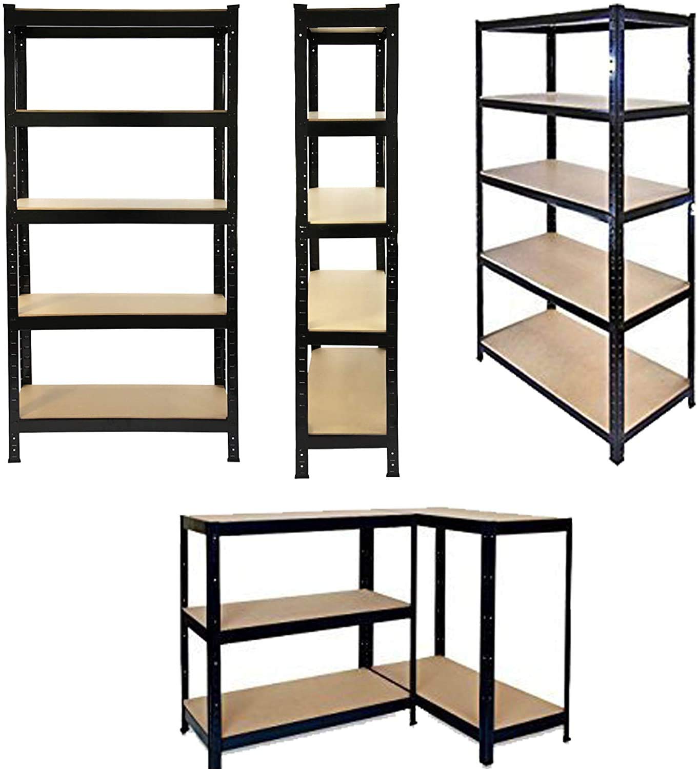 Baconfryegg 70.86" Storage Shelves Hardware & Outdoor Heavy Duty Garage Shelf Steel Metal Storage Shelving Unit, 5 Level Adjustable Shelf for Home/Office/Dormitory/Garage, 70" H x 35" W x 15" Deep