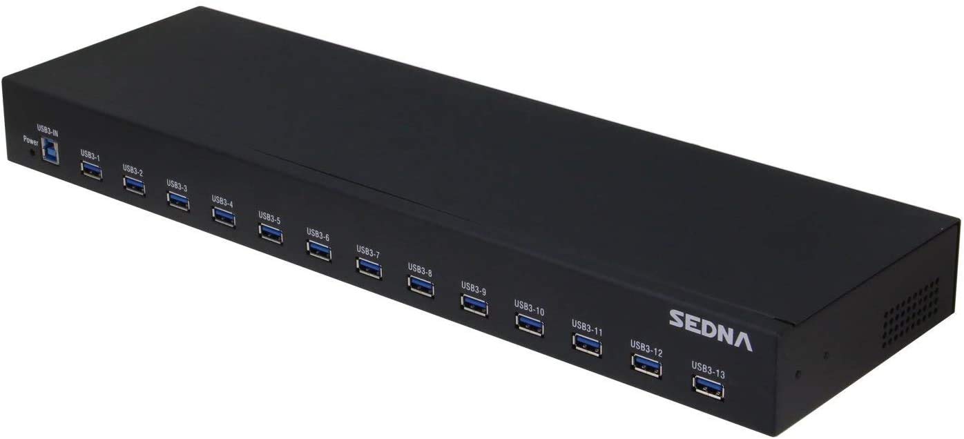 SEDNA 13 Port USB 3.1 Gen I Hub (5Gbps) - 19 Inch 1U Rack Mount