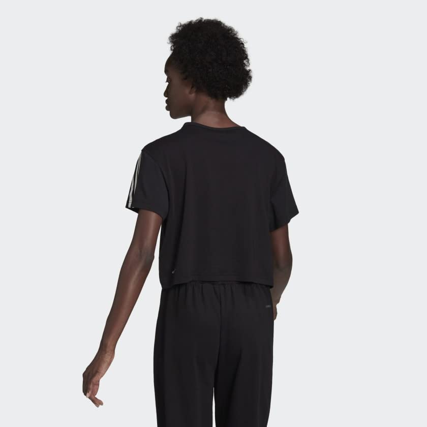 adidas Women's Cotton-Touch Cropped Sport Tee, Black, Small