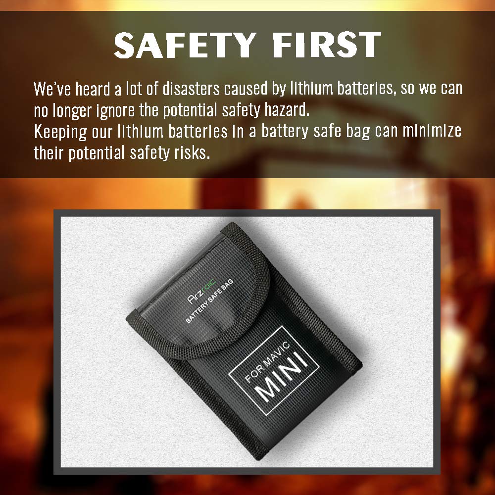 Arzroic Battery Safe Bag for DJI Mini 2 / Mini SE/Mavic Mini Accessories Explosion Proof Fireproof Carrying Case Lipo Battery Bag Pouch (Pack of 3)