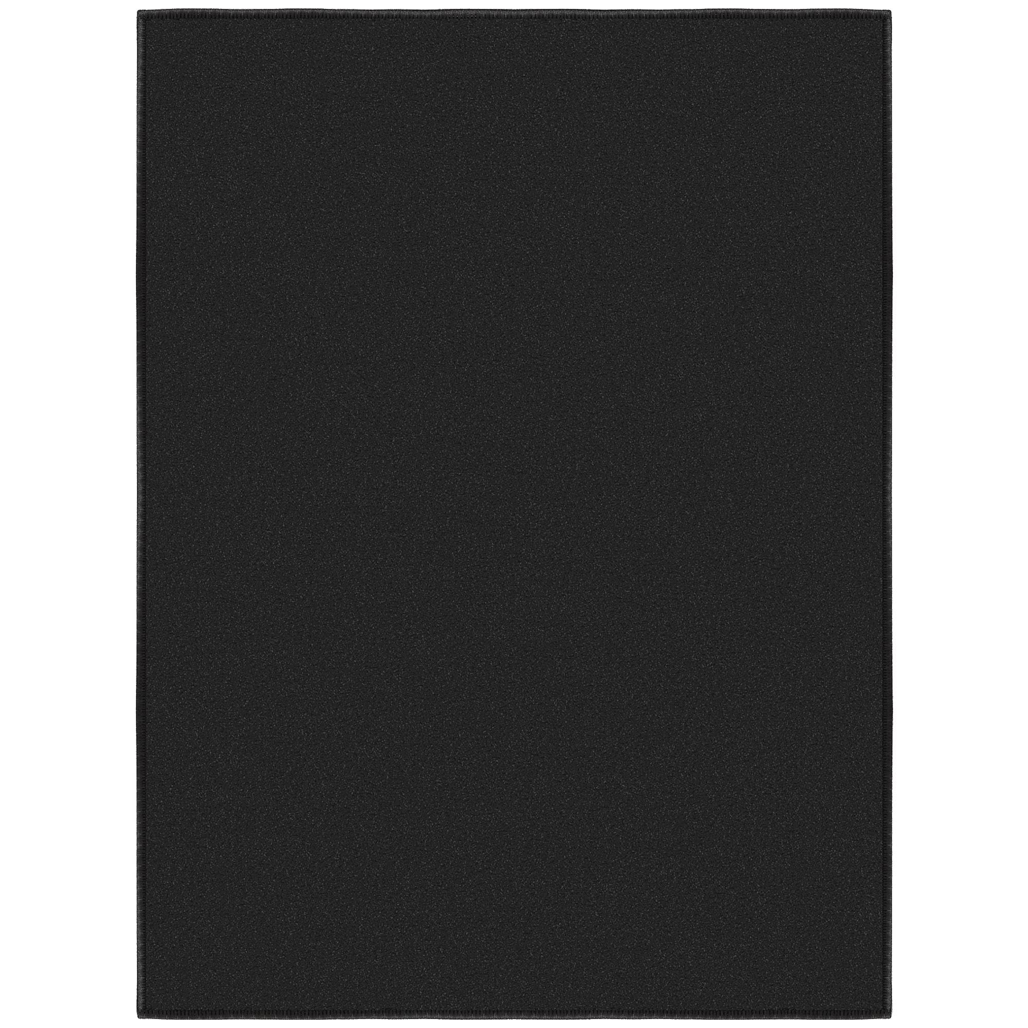 Ottomanson Ottohome Collection Non-Slip Rubberback Modern Solid Design 2x3 Indoor Area Rug/Entryway Mat, 2'3" x 3', Black