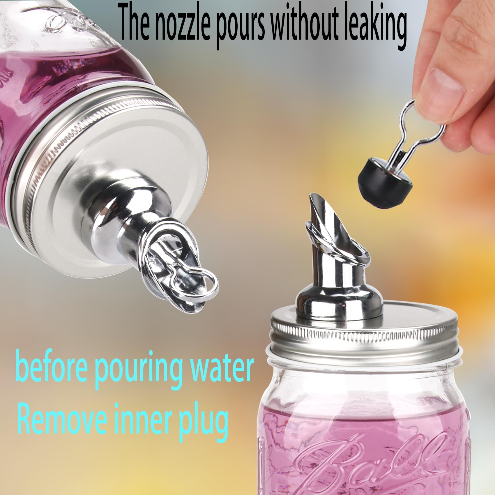 ziHenryDa Mason Jar Pour Spouts. free flow Mason Jar Pour Spouts, for spout mason jar wide mouth 86 mm dispenser germination cover. Suitable for any liquid,jars not included (2 silver)